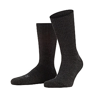 FALKE Unisex Walkie Ergo Socks, Crew Length, Thick Sole, Hiking Sock, Breathable, Moisture-Wicking, Merino Wool, Grey (Anthracite Melange 3080), 9-10, 1 Pair