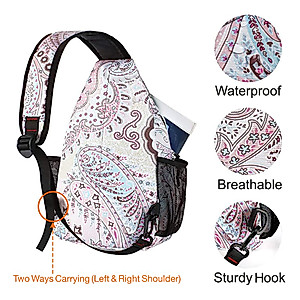 MOSISO 13 inch Sling Backpack, Multipurpose Hiking Daypack Outdoor Rope Crossbody Chest One Shoulder Bag, National Style