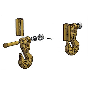 Grade 70 Pin Lock Clevis Grab Hook with Latch, for Tow Winch Trailer, Logging, Yellow Zinc Chromate Finish (5/16-2pcs)