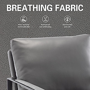 UNICOO Faux Leather Metal Frame Accent Chair - Modern Accent Chairs for Living Room, Bedroom, or Office - Armchairs Living Room Chairs Leisure Chair Reception Chair (ZKL-239K-DG Dark Grey)