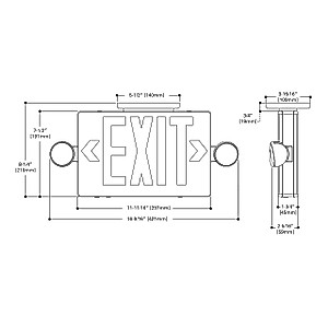 All Pro APCH7R Combo Unit, Integrated LED Exit Sign with (2) LED Emergency Light Heads, 25-Watt, White with Red Letters