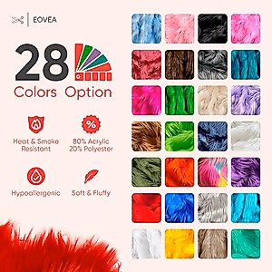 EOVEA - Faux Fur Fabric Square - Shaggy Faux Fur Trim - Precut Fluffy Faux Fur Patch - Craft Fur Fabric Material - Hobby & Craft Supply for DIY, Costume, Decoration, Gnome (30"X36", Red)