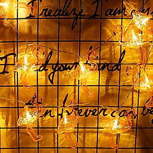 DomeStar 10Ft Pink Flamingo Lights, LED Flamingo String Lights Battery Operated Fairy Lights Outdoor Tropical Hawaiian Luau Party Wedding Birthday Decor