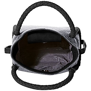 Danielle Nicole Womens Brigit Wool Blend Mini Bucket Handbag Gray Small