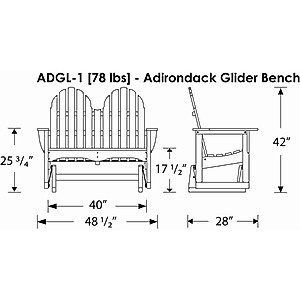 POLYWOOD Adirondack 48-Inch Glider, Black