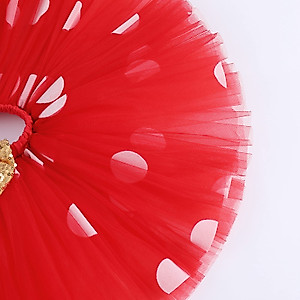 1st Birthday Outfit Baby Girl Romper Polka Dots Mini Tutu Skirt Headband Shiny Barefoot Sandals Shoes One Year Old Cake Smash Photo Shoot First Mouse Party Supply Clothing Set Red + Black Bow 1T