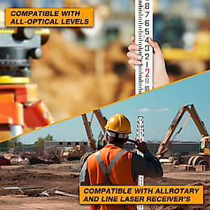 Mountlaser Aluminum Grade Rod - 8ths, with Carrying Case and Rod Leve (16 Foot)