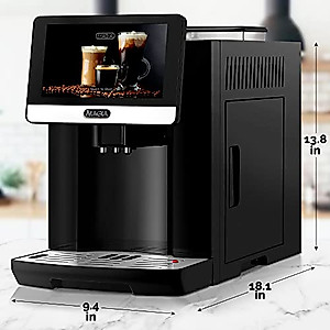 Zulay Magia Super Automatic Coffee Espresso Machine - Durable Automatic Espresso Machine With Grinder - Espresso Coffee Maker With Easy To Use 7” Touch Screen, 19 Coffee Recipes, 10 User Profiles