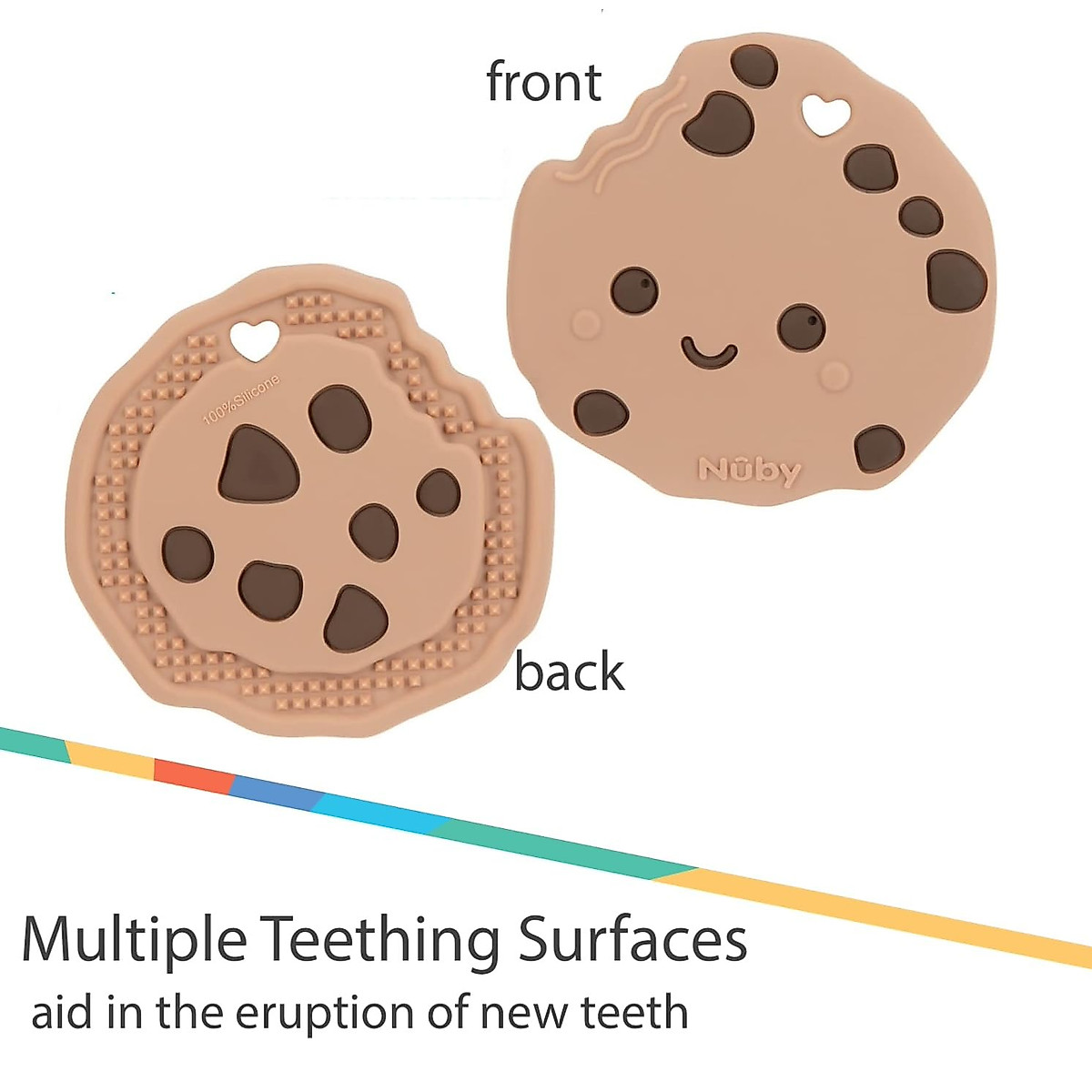 Nuby All Silicone Chocolate Chip Cookie Teether - 3+ Months