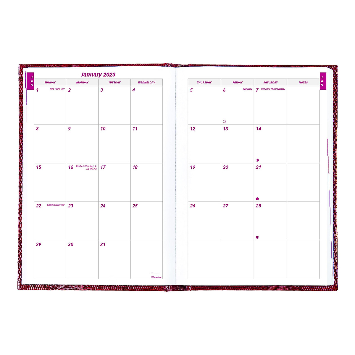 Brownline 2023 Traditional Daily/Monthly Planner, Untimed Journal, 12 Months, January to December, Perfect Binding, 8.25" x 5.75", Bright Red (CB389.RED-23)