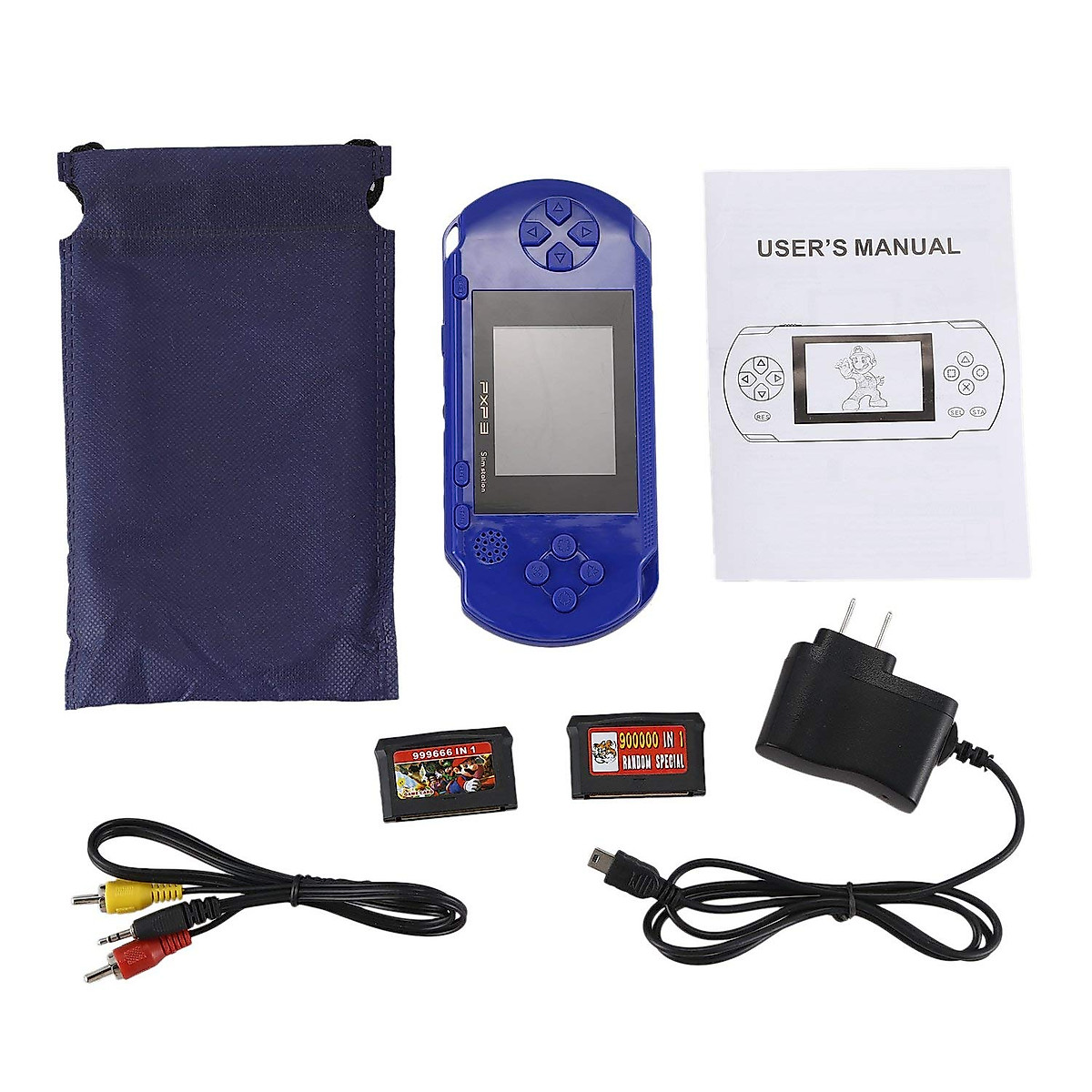 Tiamu 3 Inch 16 Bit Pxp3 Handheld Game Player Retro Video Game Console 150 Games Gaming Players Console(Blue) 187580A2