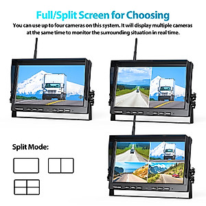 Fookoo HD 10" Wireless Backup Camera System, 1080P 10-inch Quad Split Monitor w/Recording, Waterproof Side & Rear View Cameras, 4 Channel, Digital Signal, Parking Lines for RV/Truck/Trailer (DW104)