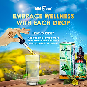 KIKI Green Liquid Mullein Leaf Tincture - Herbal Supplement from Mullein Herb for Lung Cleanse, Respiratory Health, Immune Support, Liquid Supplement Extract 2 fl oz