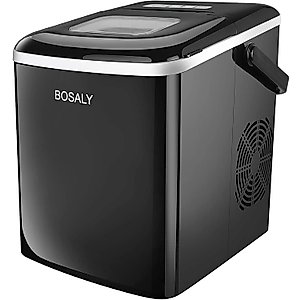 HHEE Ice Maker Machine for Countertop - Self-Cleaning Function, 26Lbs/24H Portable Maker, 9 Cubes Ready in 8Mins, Compact Cube with Scoop & Basket Home Kitchen Office Bar white 12.2* 9.0*12.8 inches