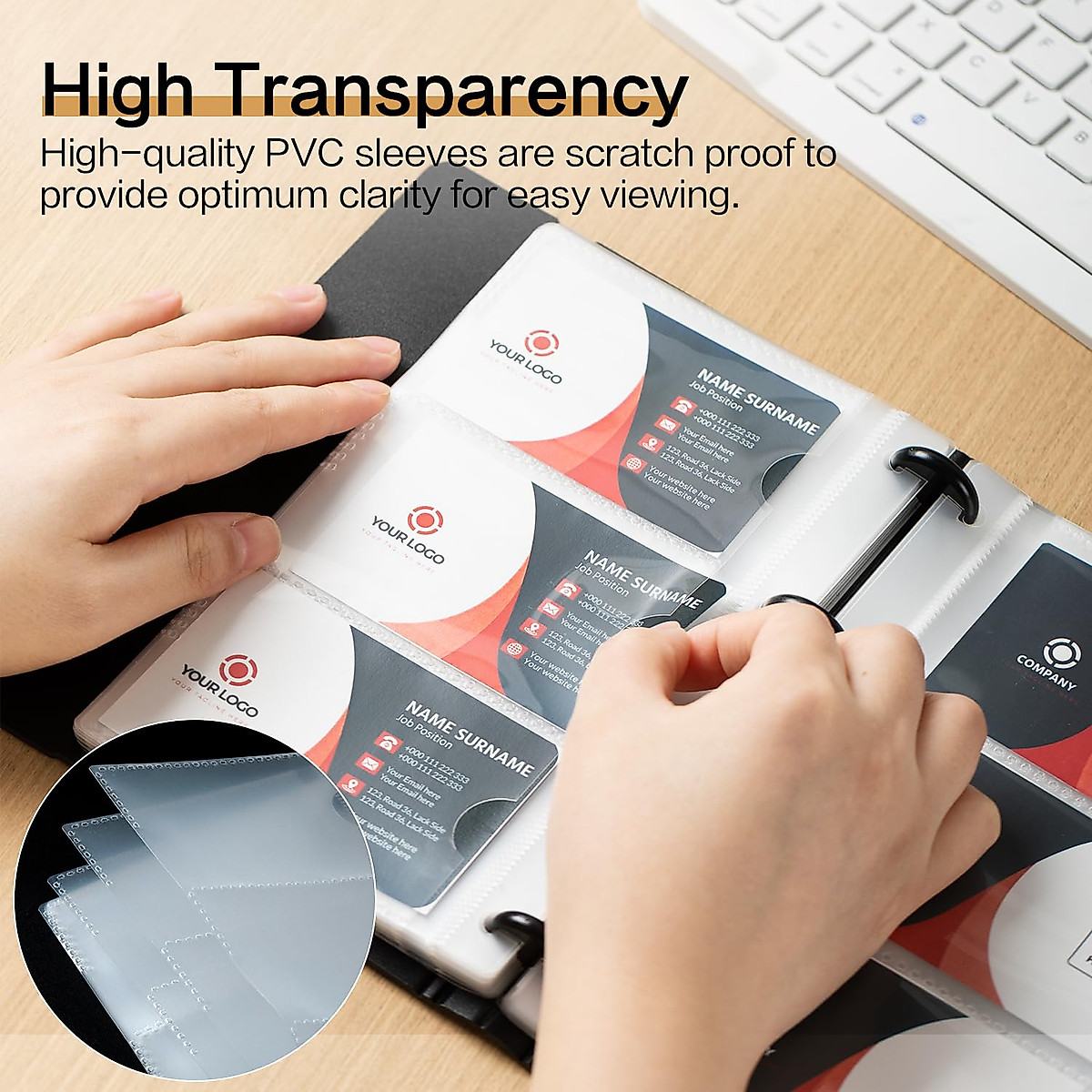 deli Business Card Book Holder, Business Card Organizer, Name Card Book Holder, Portable Office Business Card Holder, Hold 180 Cards, Black