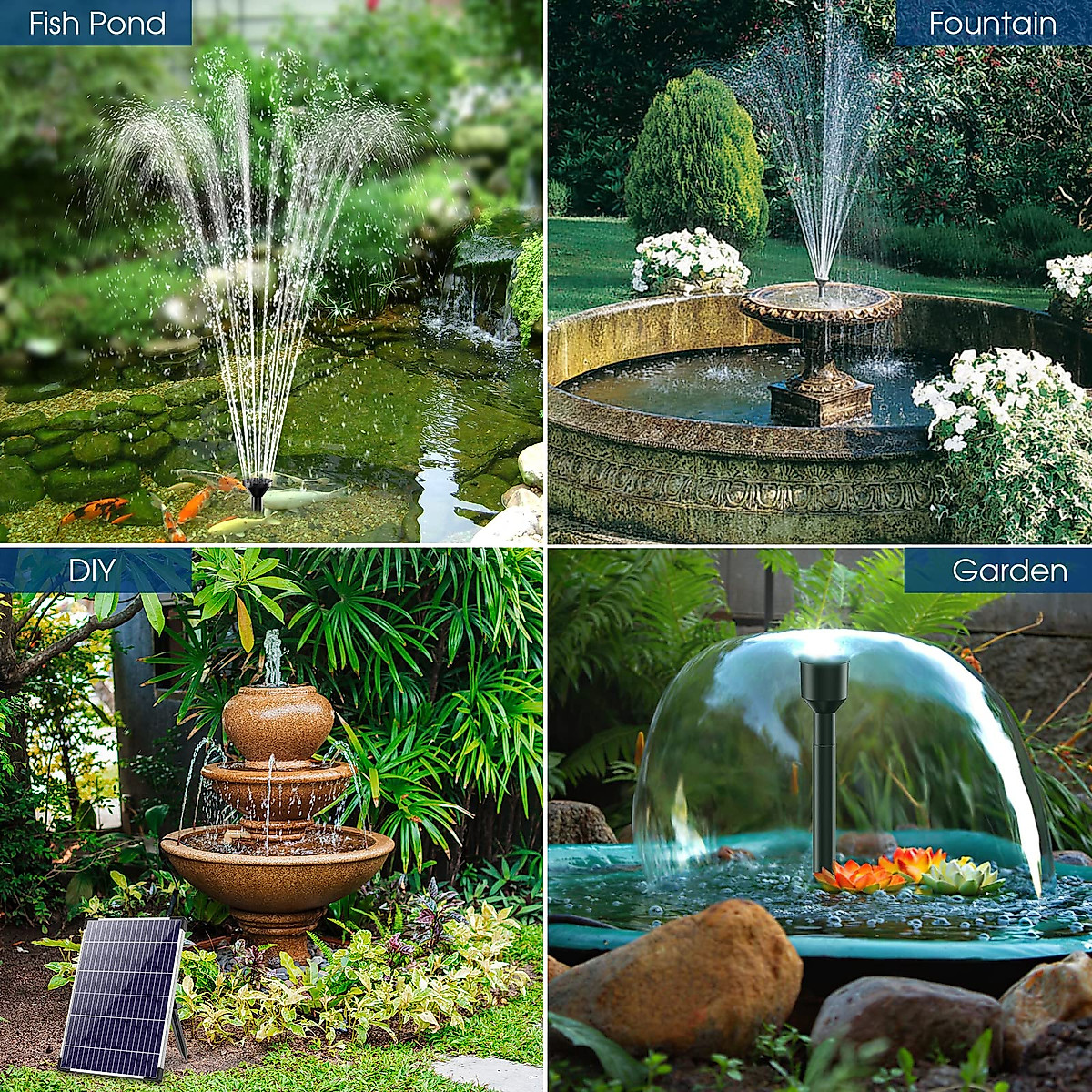Antfraer Solar Water Pump Outdoor, 12 Watt Solar Fountain Pump Kit, 160GPH+ Submersible Solar Water Fountain Flow Adjustable with PVC Tubing for Pond Garden Waterfall Bird Bath Hydroponics