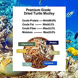 Amzey 2 Pack Aquatic Turtle Medley Treat Food, 3.7 Ounce Total - 100% Natural Aquarium Fish Food, High Protein Turtle Medley Food for Turtle, Aquatic Fishes, Newts and Frogs