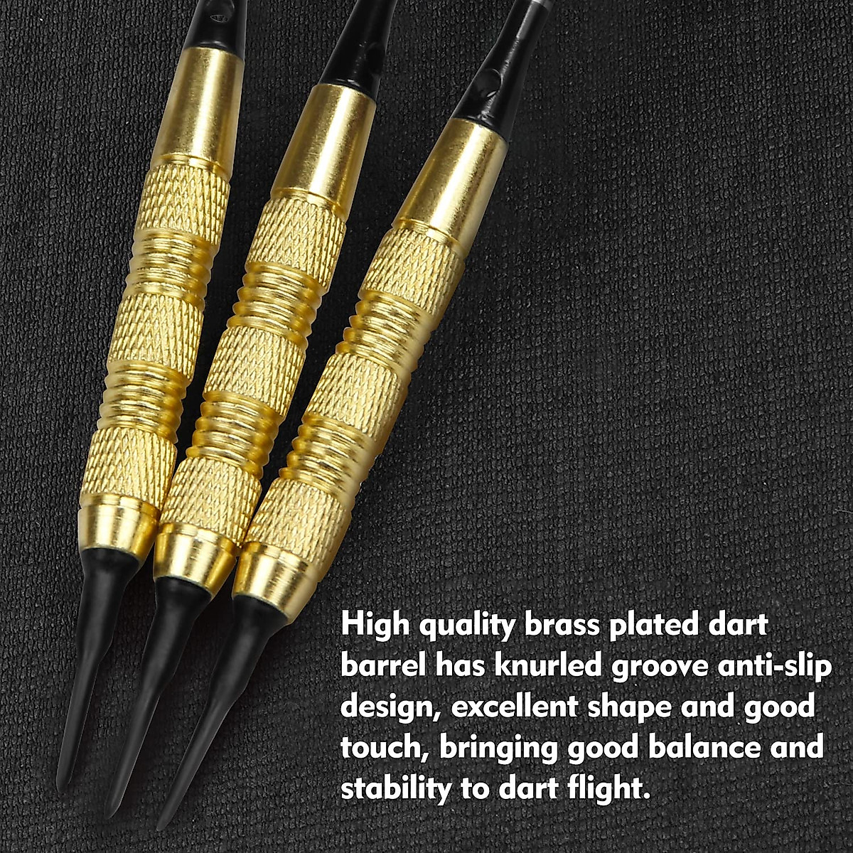 ROOBEEO Soft Tip Darts 12 Pcs 18g Plastic Tip Darts Set with Brass Steel Barrels&Aluminum Shafts,200 Extra Dart Tips 42 Dart Flights 20 Extra Rubber Rings and 1 Storage Bag for Electronic Dart Board