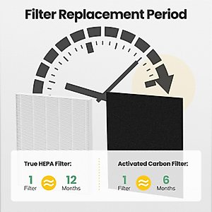 C545 Replacement Filter H13 Grade True HEPA Compatible with Winix C545 Air Purifier, for Winix Filter S, Part 1712-0096-00 and 2522-0058-00, Pack of 2 HEPA Filter and 8 Activated Carbon Pre-Filter