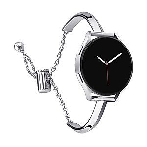 CrocSee Stainless Steel Band Compatible with Samsung Galaxy Watch 6 5 4 40mm 44mm/Watch 6 Classic 43mm 47mm/Watch 4 Classic 42mm 46mm/Watch 5 Pro 45mm, Slim Minimalism Bangle Bracelet for Women,