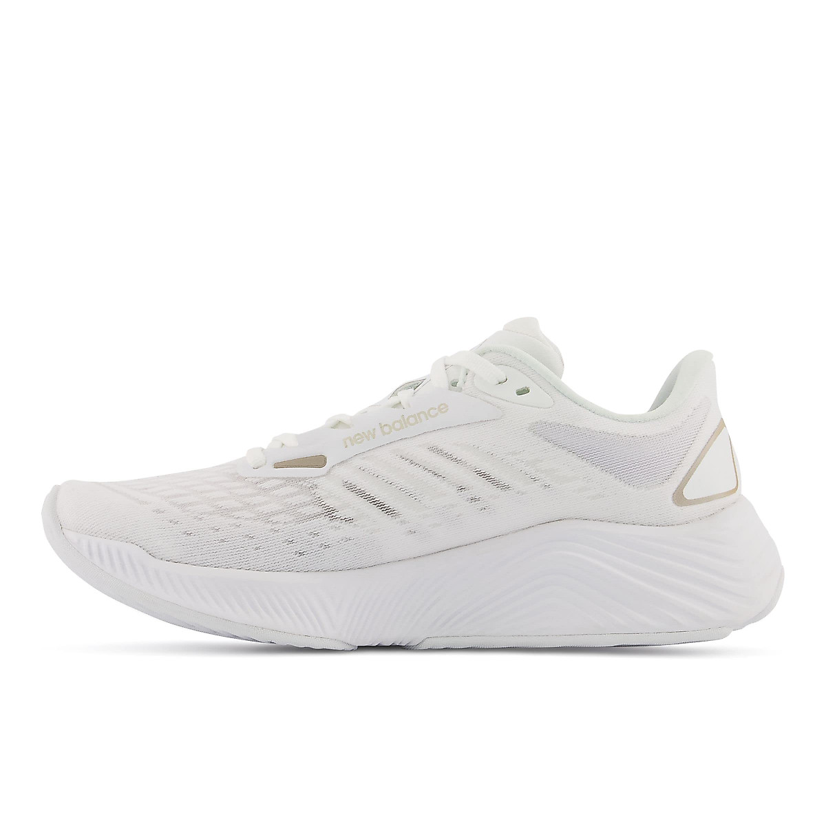 New Balance Women's FuelCell Prism V2 Running Shoe, White/Light Gold Metallic/White, 6 Wide