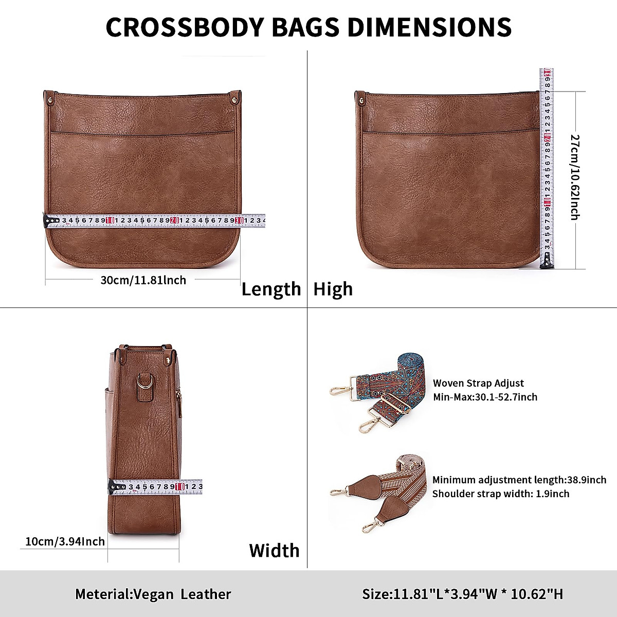 Caitina Crossbody Bag For Women Vegan Leather Hobo Handbag Designer Crossbody Purses Bucket Bag For Women with 2PCS Adjustable Strap(Beige)