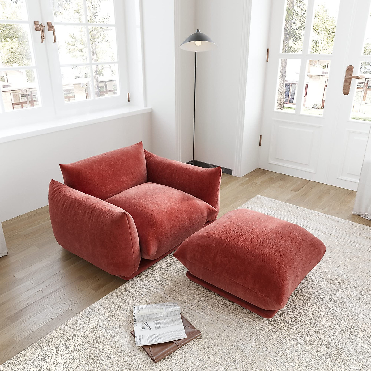 TIFLON Ottoman,Lazy Floor Sofa,Lounge Chair, Accent Bean Bag Couch,Corner Chair Sofa for Living Room Bedroom Salon Office