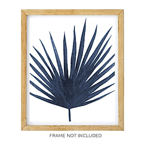 Blue Tropical Palm Frond Botanical Wall Art Print - 11x14 UNFRAMED, Abstract Modern Decor - A Bold, Bright Look for Any Room