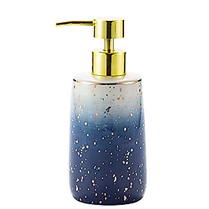 Ceramic Bathroom Accessories Set of 4 Gradient Blue Washing Set 2 Gargle Cups,1 Soap Dishes,1 Lotion Dispenser Ideas Home Gift for Ware Home Decor