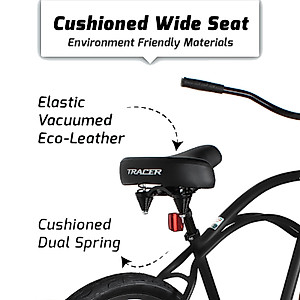 Tracer ACE 26" Beach Cruiser Bike Adult, 26 Inch Wheels, Steel Step Over or Step Through Steel Frame, Coaster Brake, Hybrid Bike, 1 Speed, Complete Cruiser, Matte Black(Male, M)