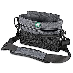 ORIA Dog Treat Training Pouch, Pet Out Training Belt Bag, Dog Food Bag with Removable Inner Pocket, Built-in Poop Bag Dispenser, Dog Training Bag, Gray