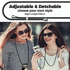 caslord Google Pixel 7 Pro Case with Strap, Mobile Phone Chain for Google Pixel 7 Pro, 6.7" Case with Neck Strap TPU Mobile Phone Case [Shockproof] [Camera Protection] [Adjustable Length] - Black