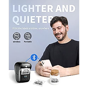 Phomemo M110 Portable Wireless Thermal Label Printer, Bluetooth Label Maker Machine for iOS & Android, Address Label Printer Machine for Barcode, Retail, Home, Office, with 1 Roll 40x30mm Label