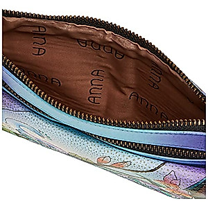 Anna by Anuschka Hand Painted Leather Wristlet Organizer Wallet | Midnight Peacock