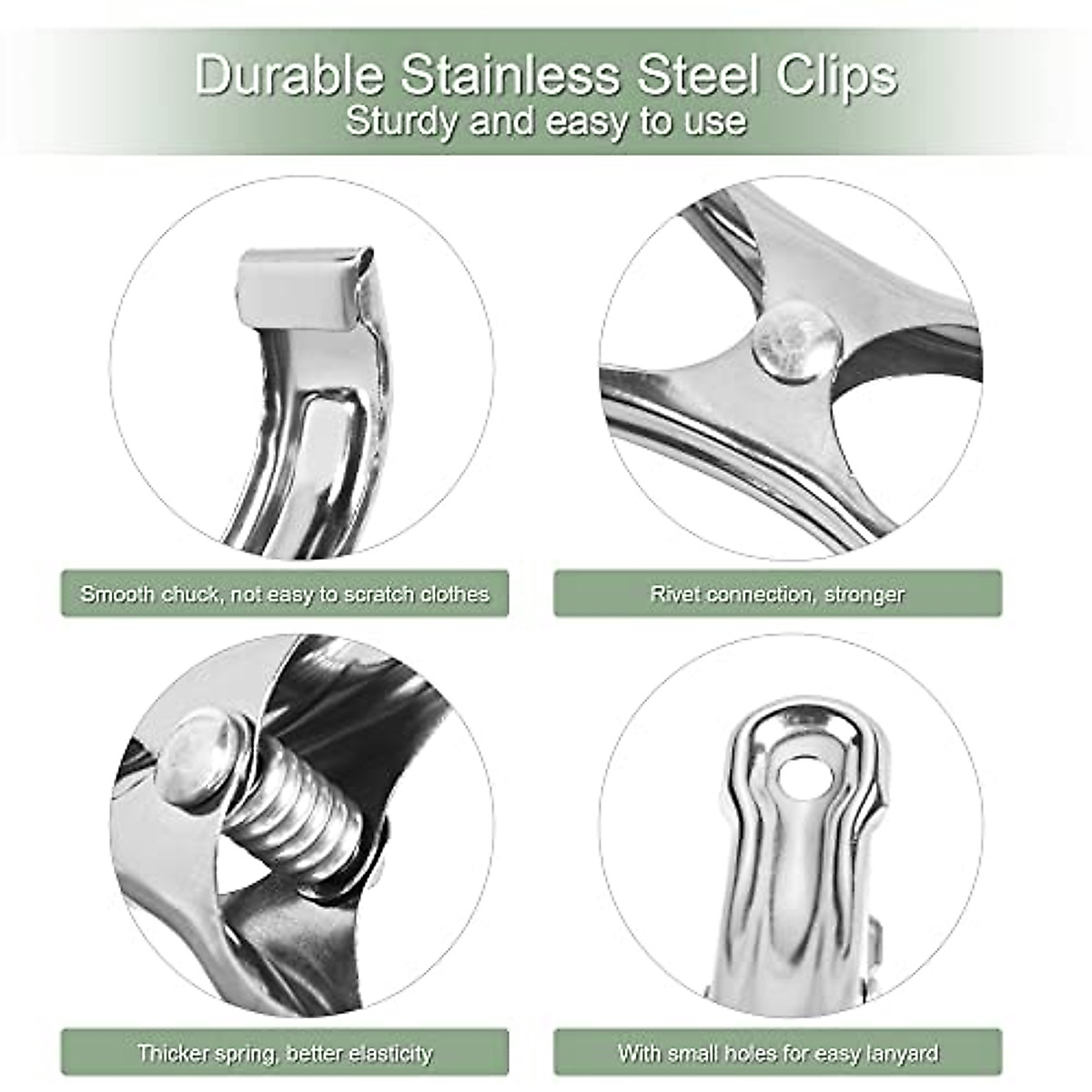 40PCS Stainless Steel Clothes Pins - Beach Towel Clips to Keep Your Towels, Clothes, Blanket from Blowing Away or Sliding Down, Heavy Duty Metal Clips for Greenhouse Netting