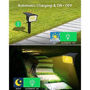LOTMOS Solar Spot Lights Outdoor, [12 Pack/72 LED/3 Modes] 2-in-1 Landscape Spotlights, Auto On/Off IP67 Waterproof Solar Powered Wall Lights for Front Door, Backyard, Garage(Warm White)