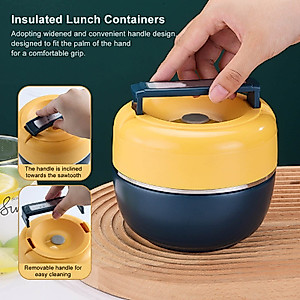 UPQRSG Stainless Steel Lunch Box, 0.8L Portable Food Warmer, 2 Layer Insulated Compartment Leakproof lunch Box, Food Jar Thermal Lunch Box