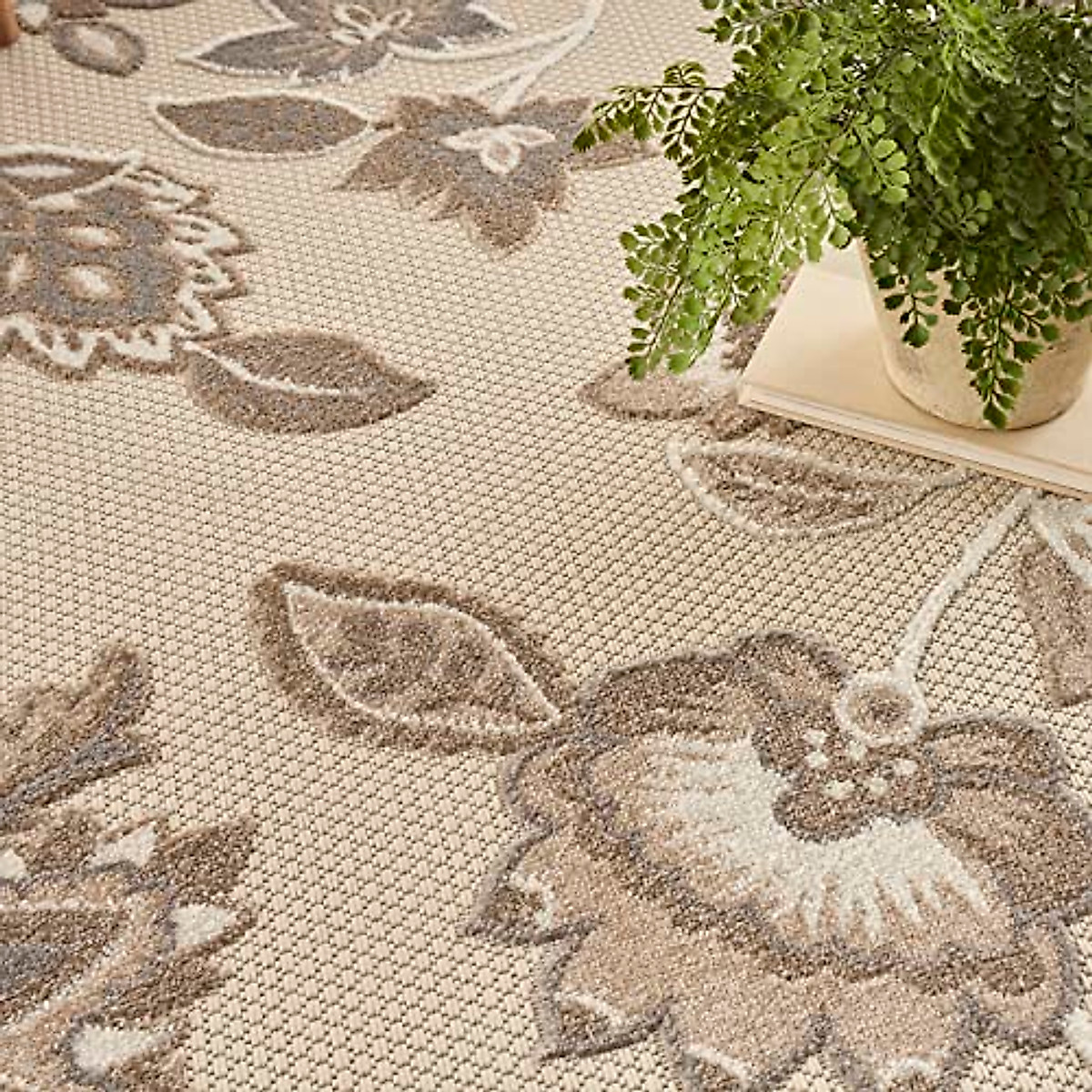 Nourison Aloha Indoor/Outdoor Beige 3'6" x 5'6" Area -Rug, Easy -Cleaning, Non Shedding, Bed Room, Living Room, Dining Room, Deck, Backyard, Patio, High Traffic (4x6)