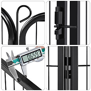 Topeakmart 12 Panel 32-inch Heavy Duty Dog Pen- Foldable Metal Dog Pen Dog Exercise Pen Barrier Crate Cage Kennel Portable Cat Duck Chicken Puppy Fence with Door Outdoor & Indoor Black