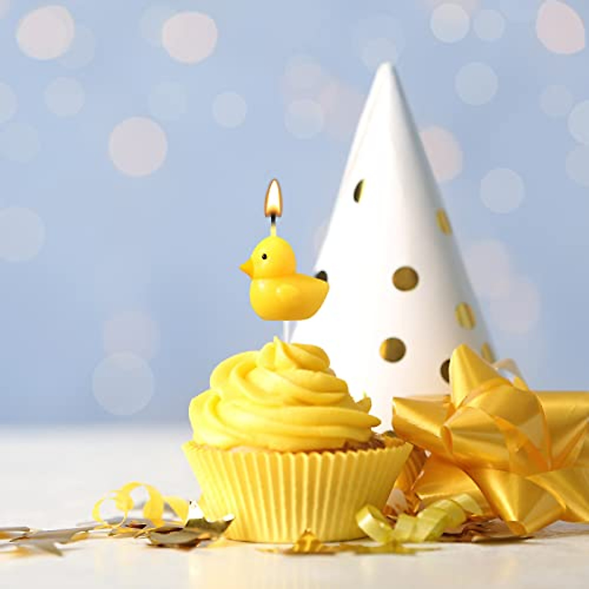 Coume 9 Pieces Yellow Duck Cake Candles Duck Birthday Decorations Cute Little Duckie Cupcake Candles for Kids Theme Birthday Party Baby Shower Decorations