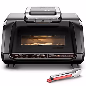 Zstar Indoor Grill Air Fryer Combo with See-Through Window, 7-in-1 Smokeless Electric Air Grill up to 450°F, 1750W Contact Grill with Non-Stick Removable Plates, Even Heat, Silicon Tongs as Gift, 4Qt