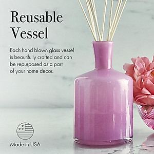 LAFCO New York Signature Reed Diffuser, Duchess Peony - 15 oz - Up to 9 Months Fragrance Life - Reusable, Hand Blown Glass Vessel - Natural Wood Reeds - Made in The USA