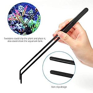 Liveek Aquarium Aquascape Tools Kit, 4 in 1 Anti-Rust Aquatic Plant Aquascaping Tool Stainless Steel Black Tweezers Scissors Spatula for Aquarium Tank Clean Fish Tank Aquascape Tools Sets (Black)