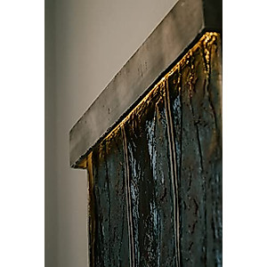 XBrand Polystone Wall Water Fountain with Warm Light and Splash Guard, Indoor Outdoor Wall-Mounted Fountain, Relaxing Décor for Home Patio Garden Backyard, 29.5 Inch Wide, Natural Stone and Green