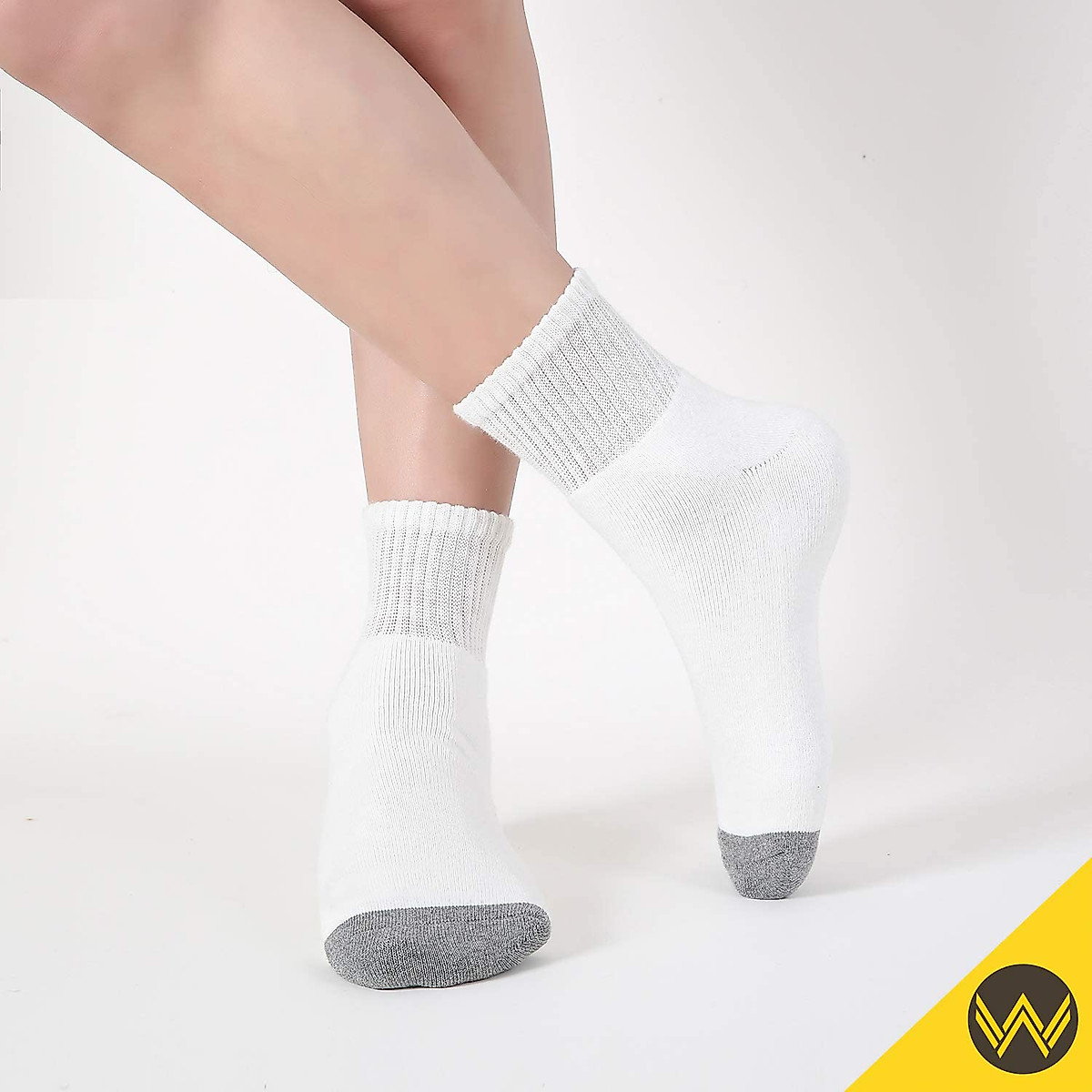 WANDER Men's Athletic Ankle Socks 3-8 Pairs Thick Cushion Running Socks for Men&Women Cotton Socks 7-9/9-12/12-15 (8 Pair A-white, Shoe Size: 9-12)