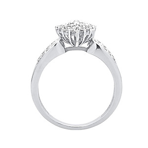 Beyond Brilliance 1/2 Carat Diamond, Prong-set, 10K White Gold Round Cut Pear shape Diamond Anniversary Ring (I-J, I2-I3) | Natural Diamond Rings For Women | Gift Box Included