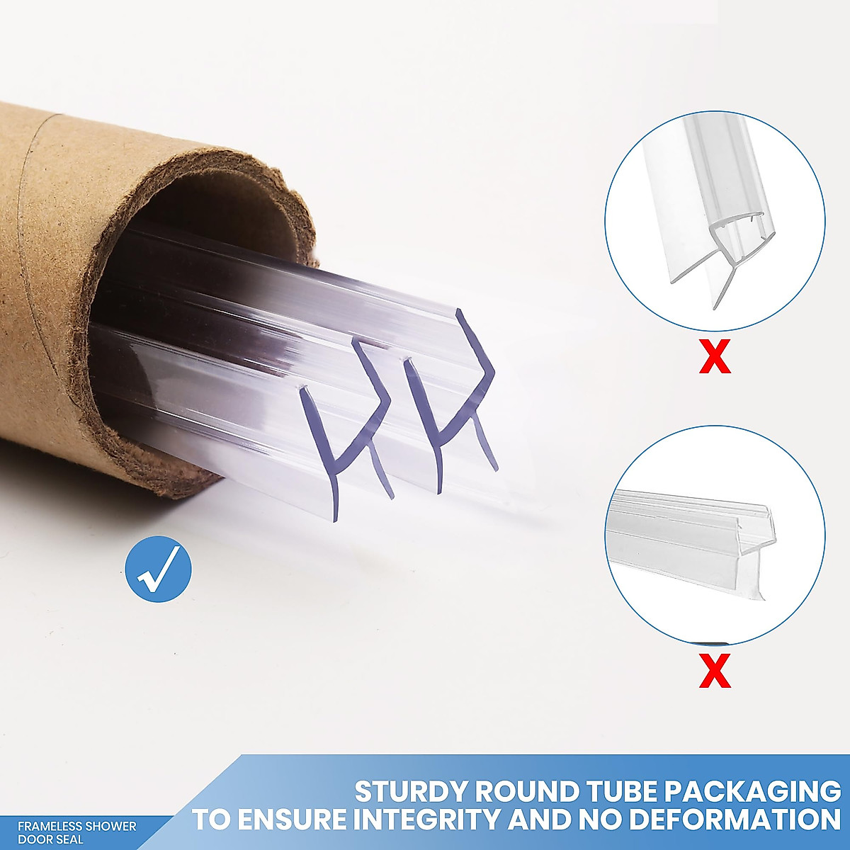 2 Pack Glass Door Silicone Seal Strip 36 Inch Shower Door Bottom Seal Sweep-Suitable for 3/8 Inch Glass-Stop Shower Leaks Frameless Shower Door Seal Strip