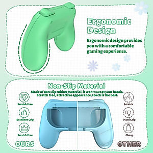 FASTSNAIL Grips Compatible with Nintendo Switch for Joy Con & OLED Model for Joycon, Wear-resistant Handle Kit Compatible with Joy Cons Controllers, 2 Pack(Light Green and Light Blue)