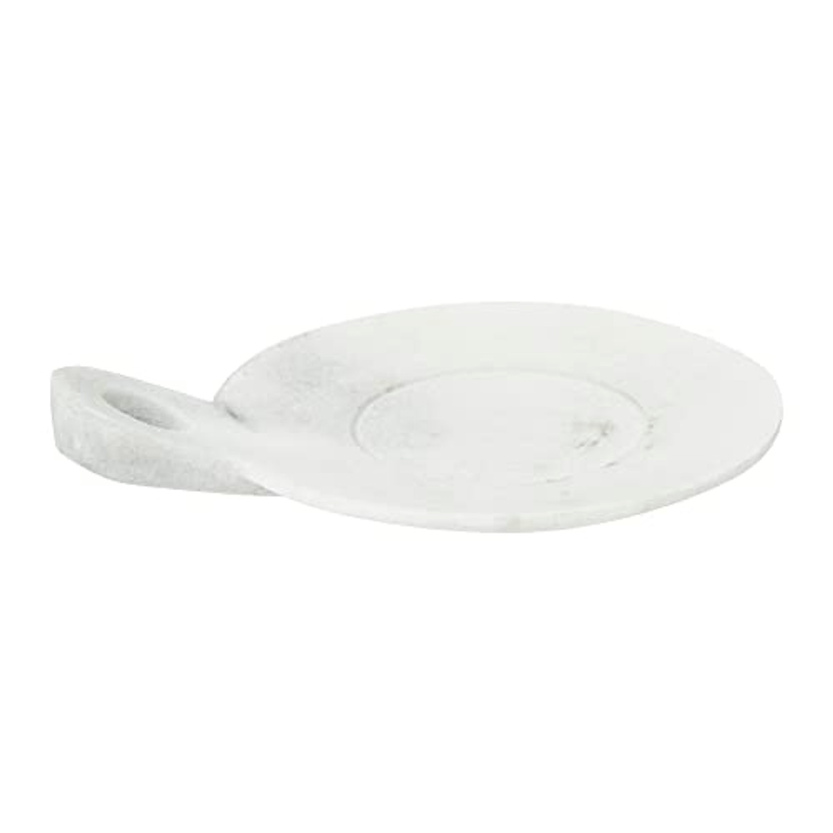 Creative Co-Op Large Marble Handle Dish, 6", White