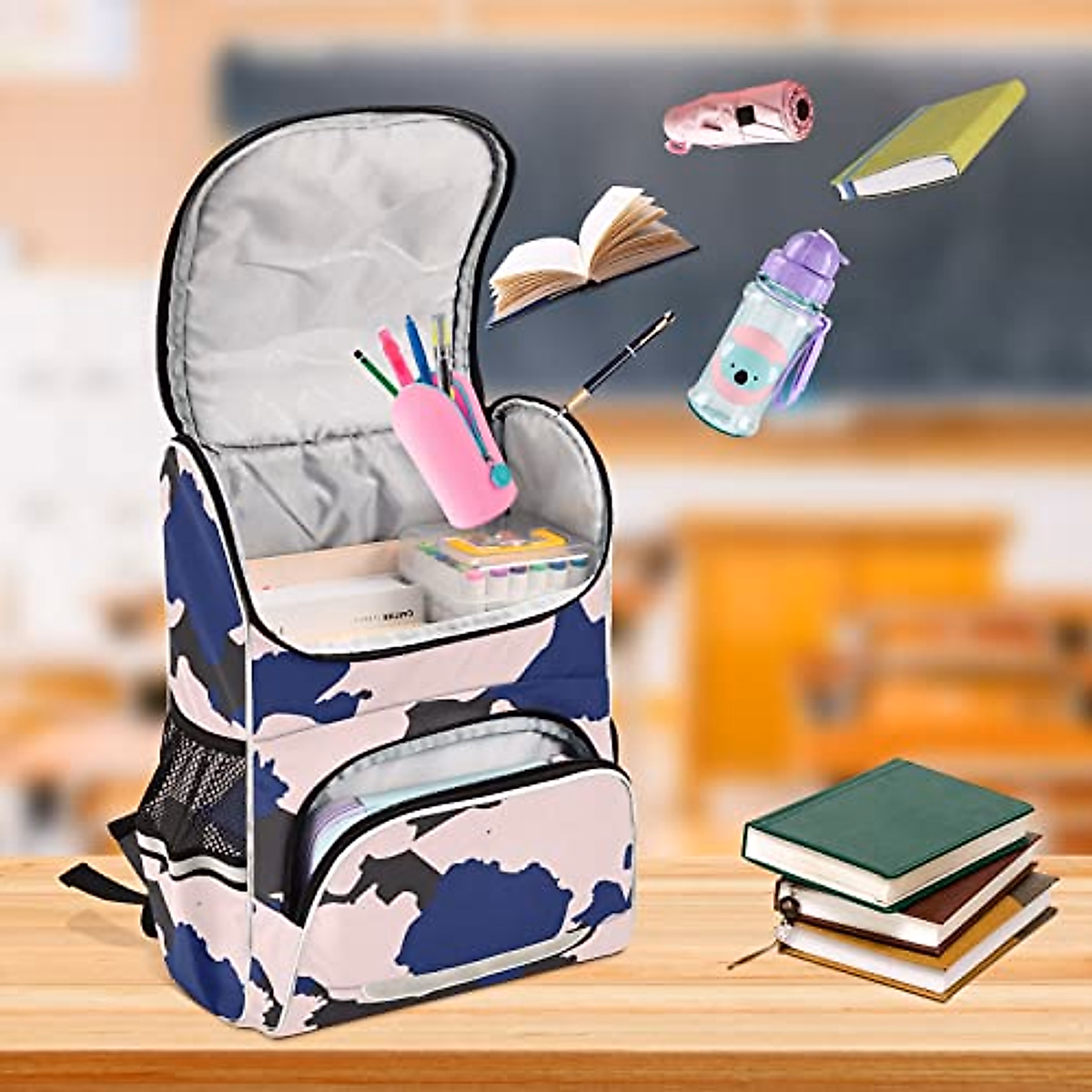 JULYTO Camouflage School Backpack for Teens Student,Reflective Stripes Laptop Backpacks 16 Inch, Lightweight Bookbag Casual Daypack Travel Bag